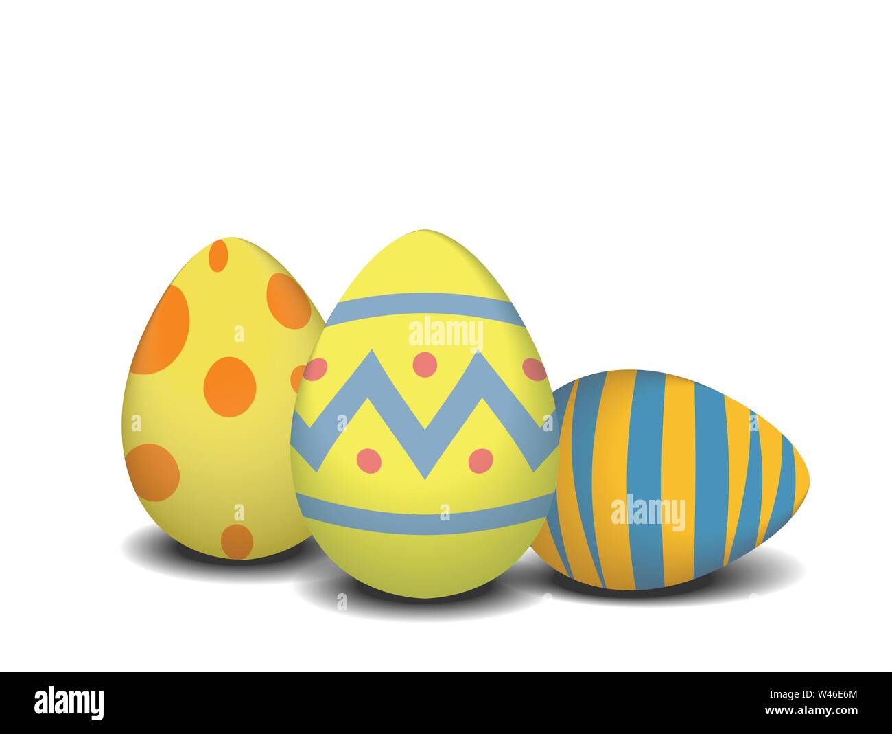 set of 3 easter eggs, happy easter, vector illustration Stock Vector ...