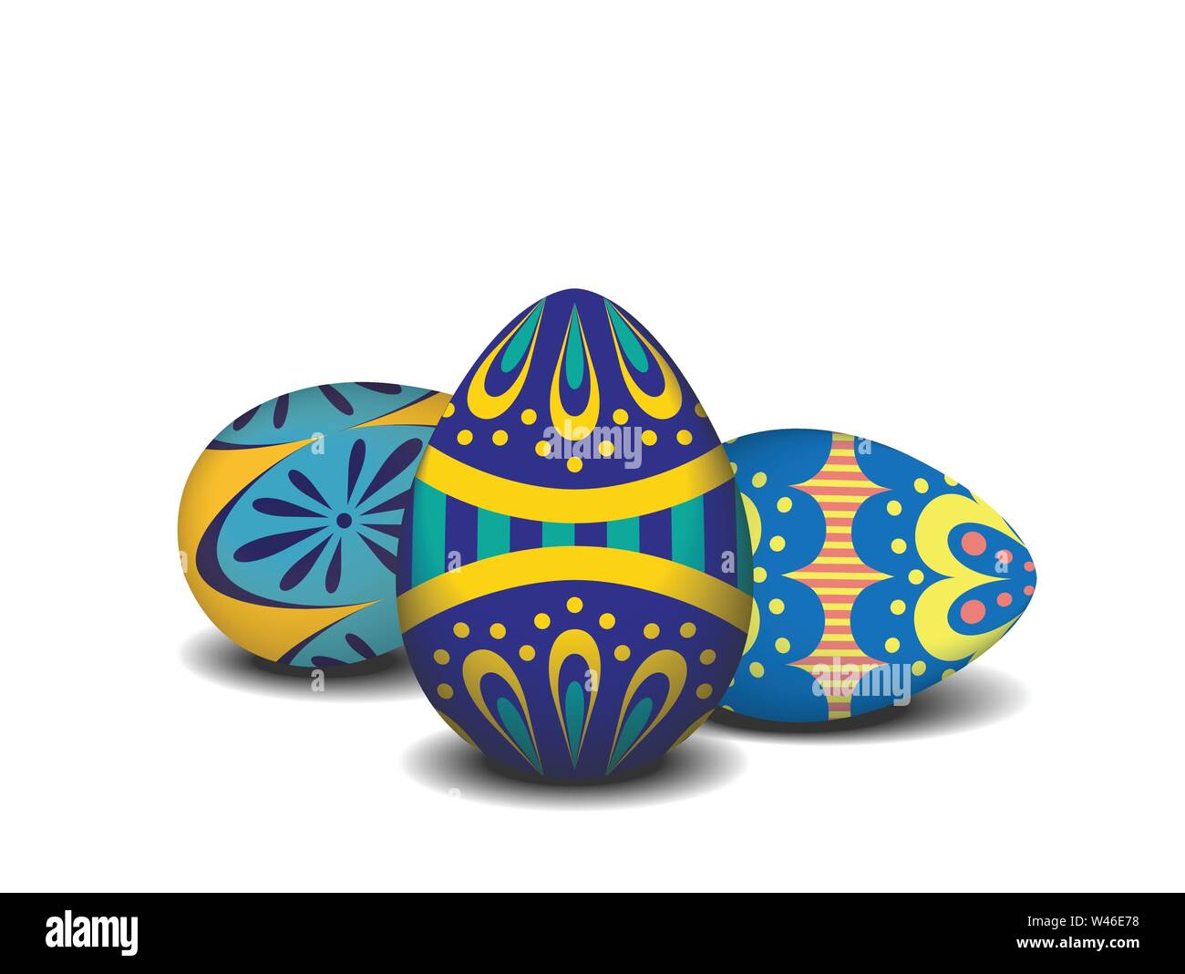 set of 3 easter eggs, happy easter, vector illustration Stock Vector ...