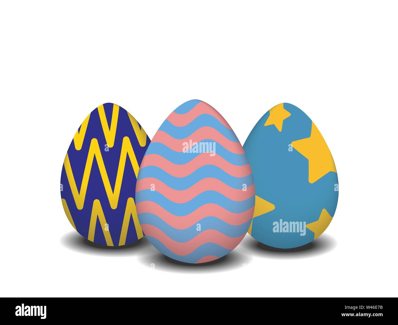 set of 3 easter eggs, happy easter, vector illustration Stock Vector ...