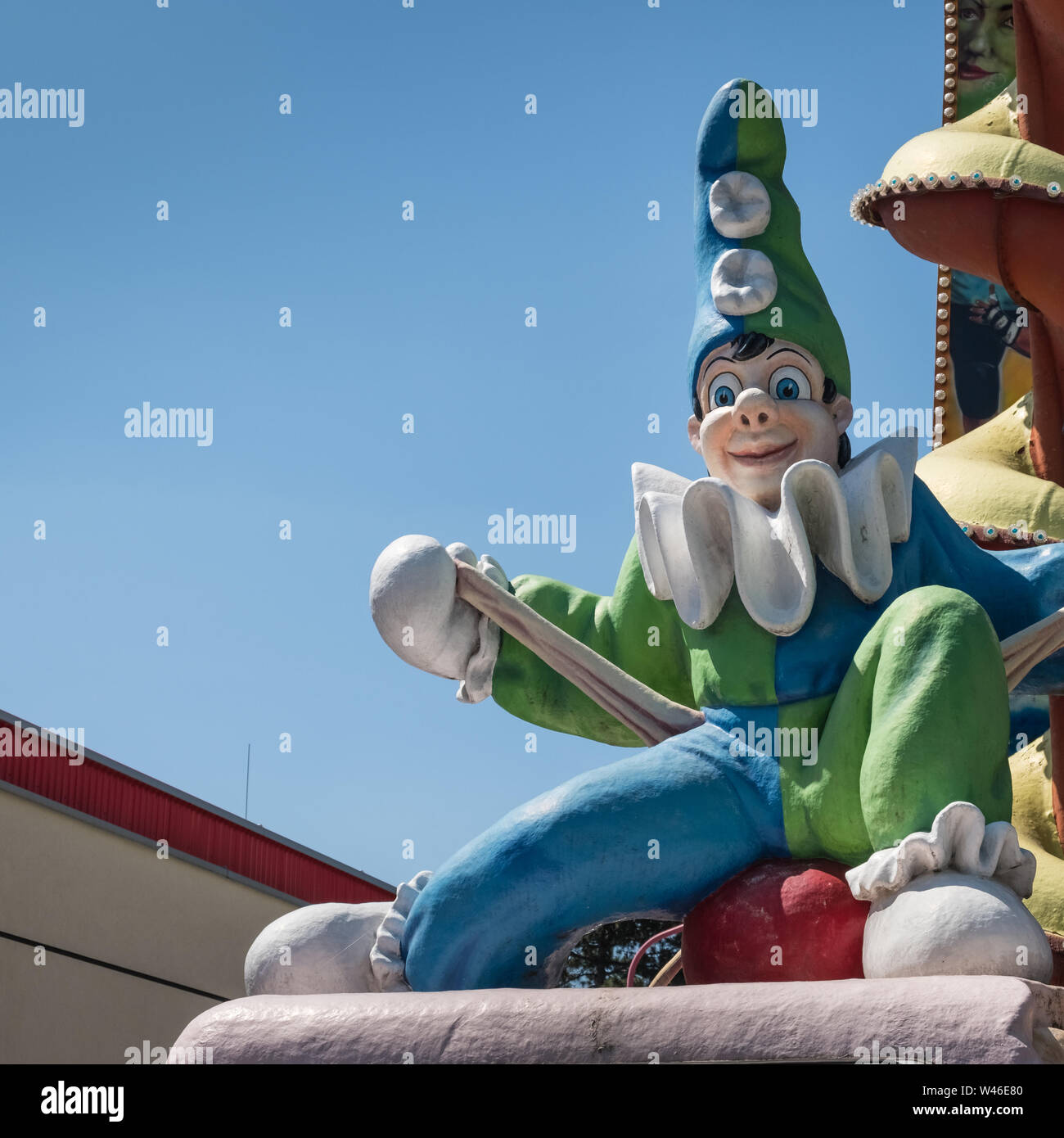 A colourful fairground cartoon type character, Prater amusement park ...