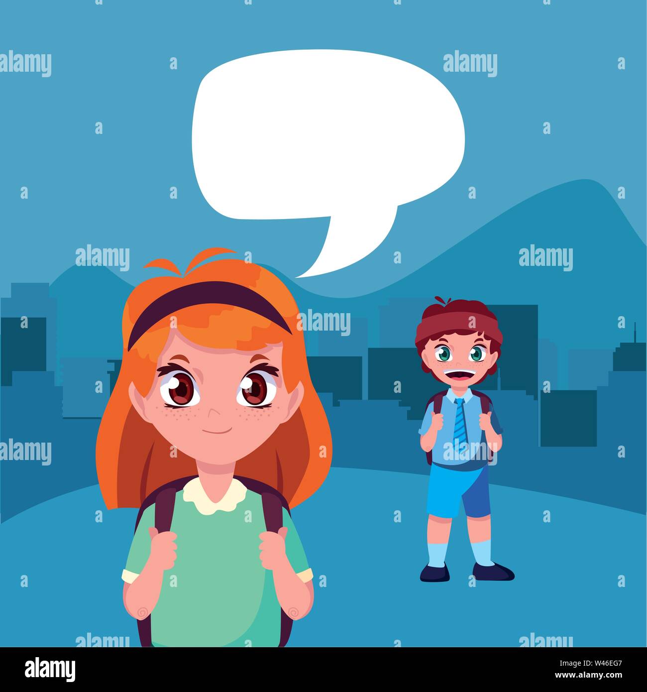 student boy and girl talking back to school vector illustration Stock ...