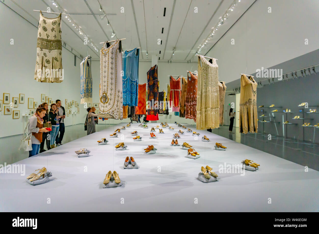 MOSCOW, RUSSIA -29 MAR 2019: View of vintage shoes and dresses at the ...
