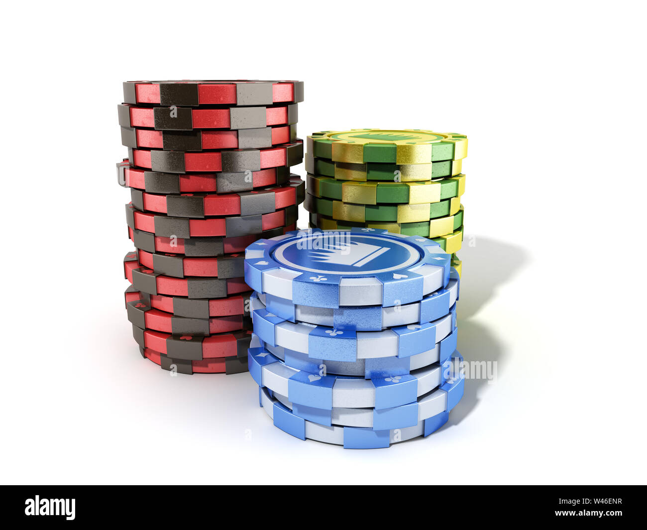 casino color chips isolated on white realistic 3d render objects on ...