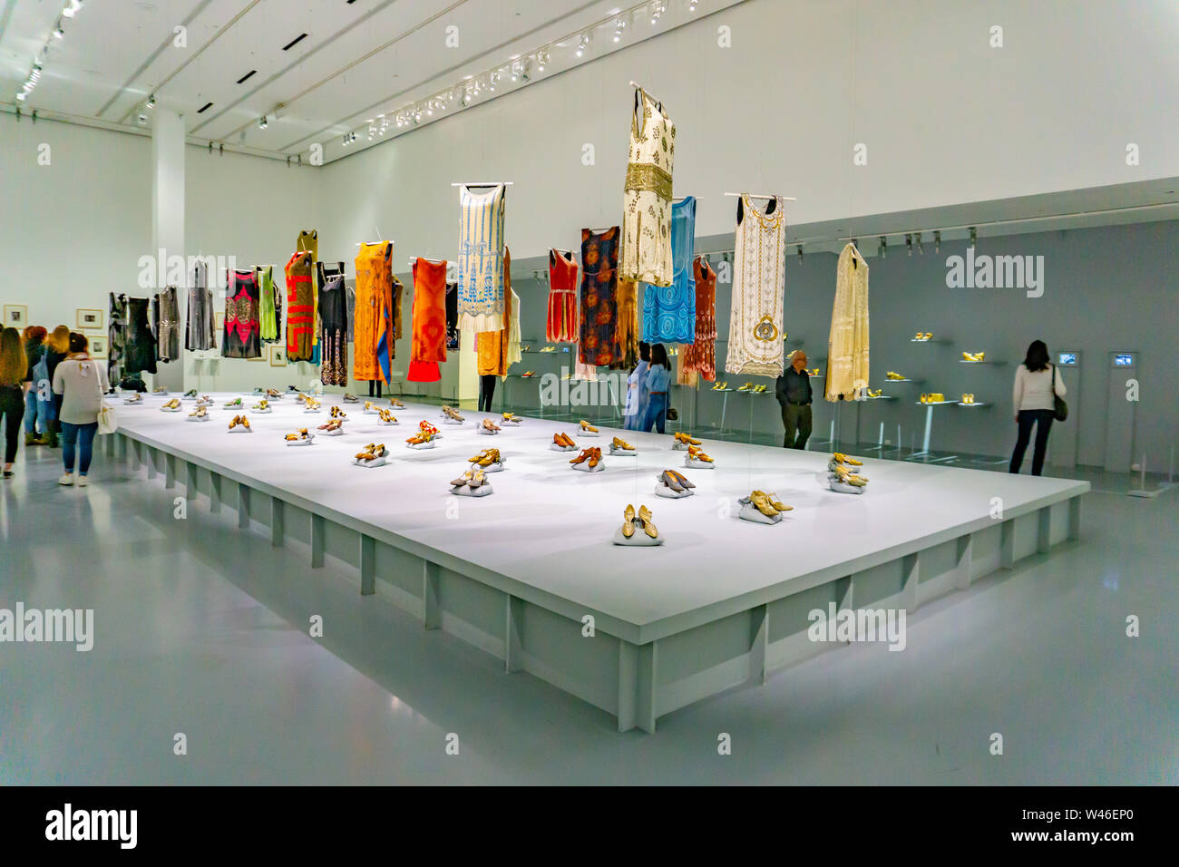 MOSCOW, RUSSIA -29 MAR 2019: View of vintage shoes and dresses at the ...