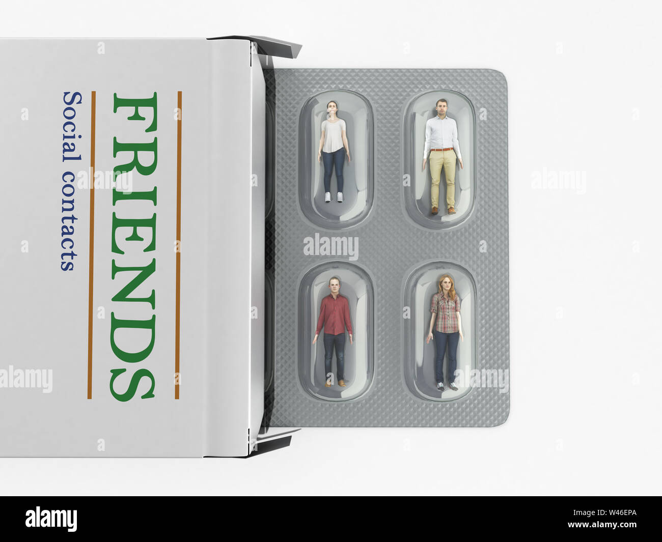 the concept of social problems 3d genereted people instead of pills in ...