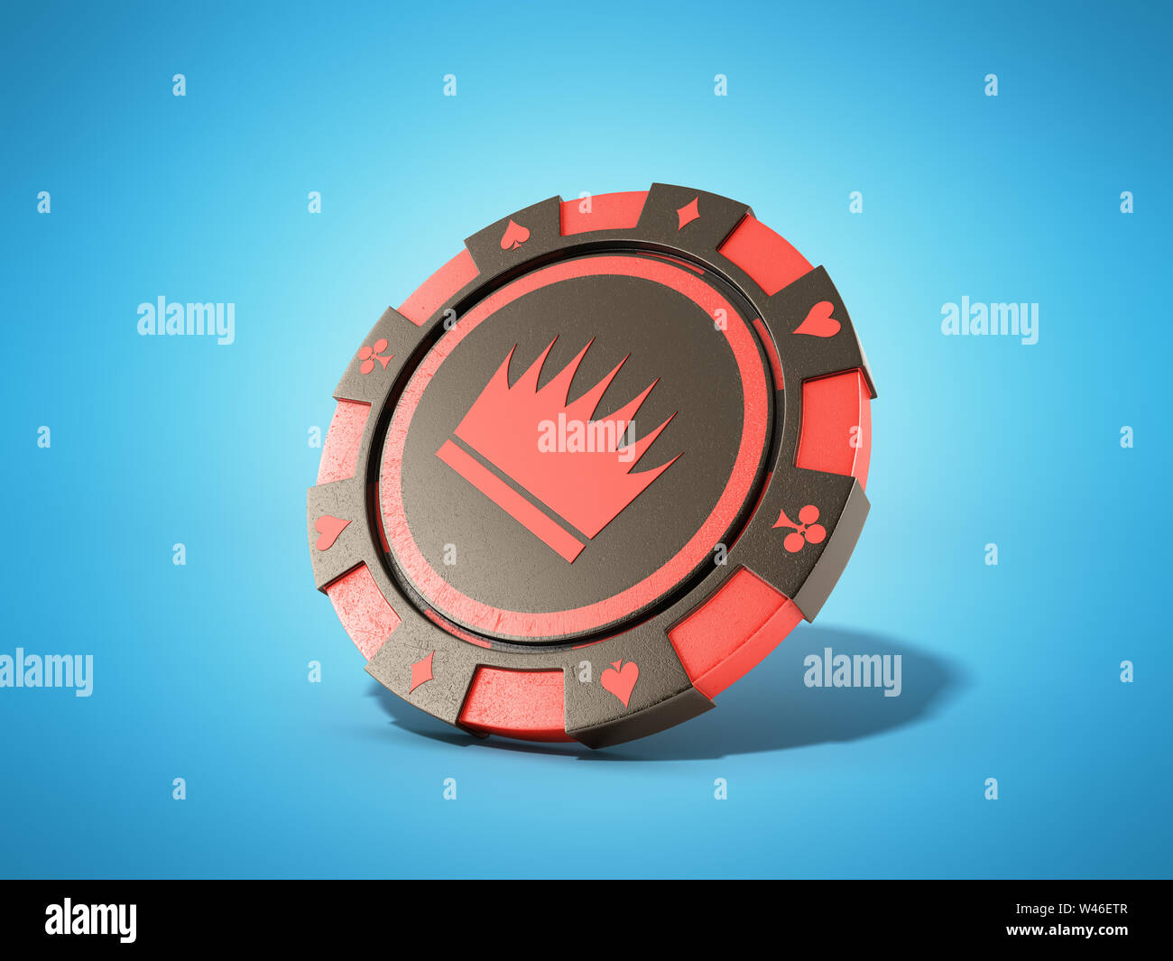 casino red chips isolated on white realistic 3d render objects on blue ...