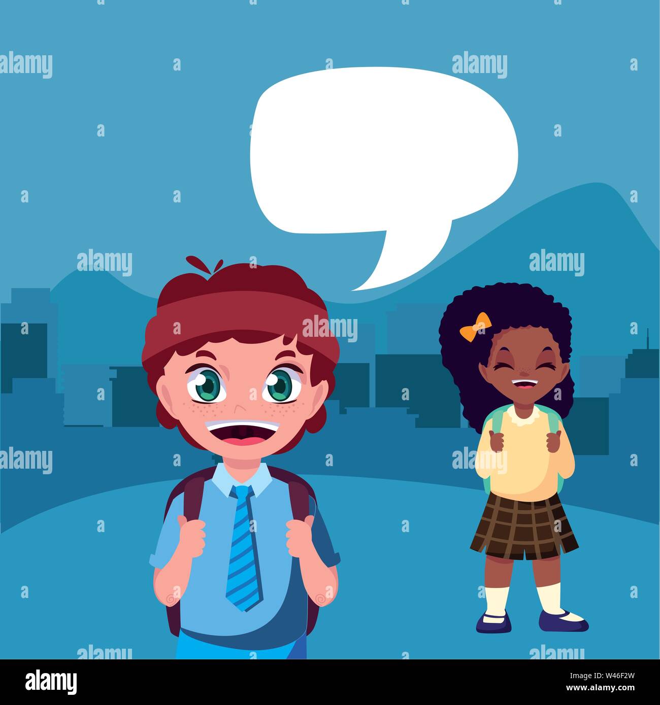 student boy and girl talking back to school vector illustration Stock ...