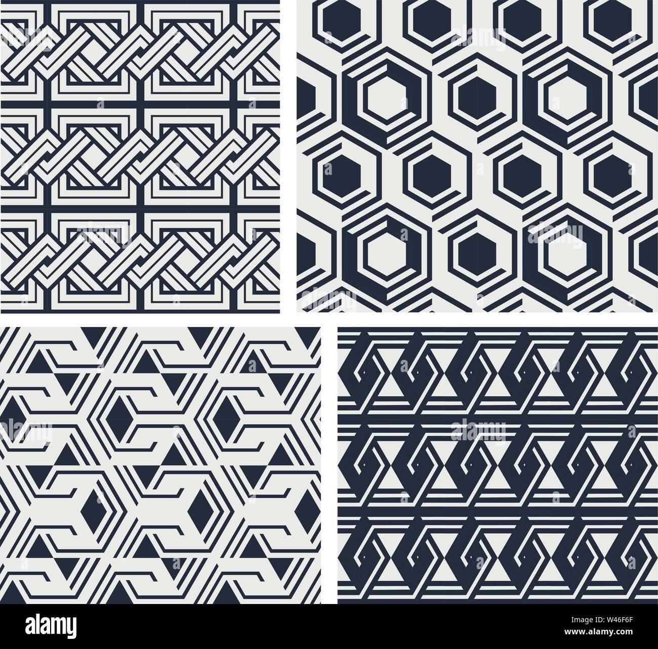 Set of seamless patterns. Abstract geometric background vector ...