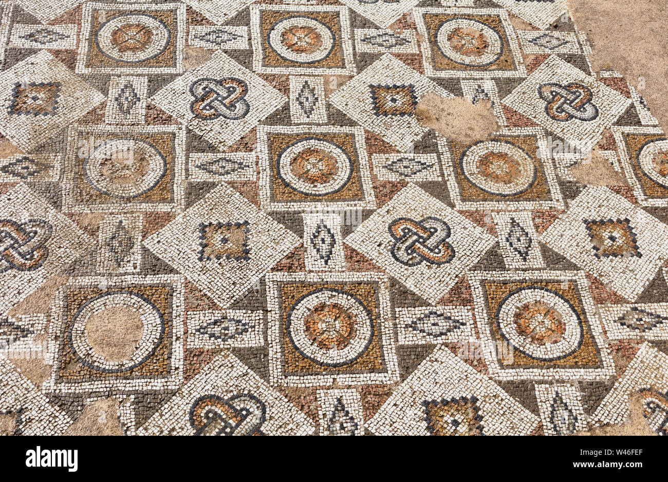 Ancient mosaics in Basilica Chrysopolitissa archaeological park in ...