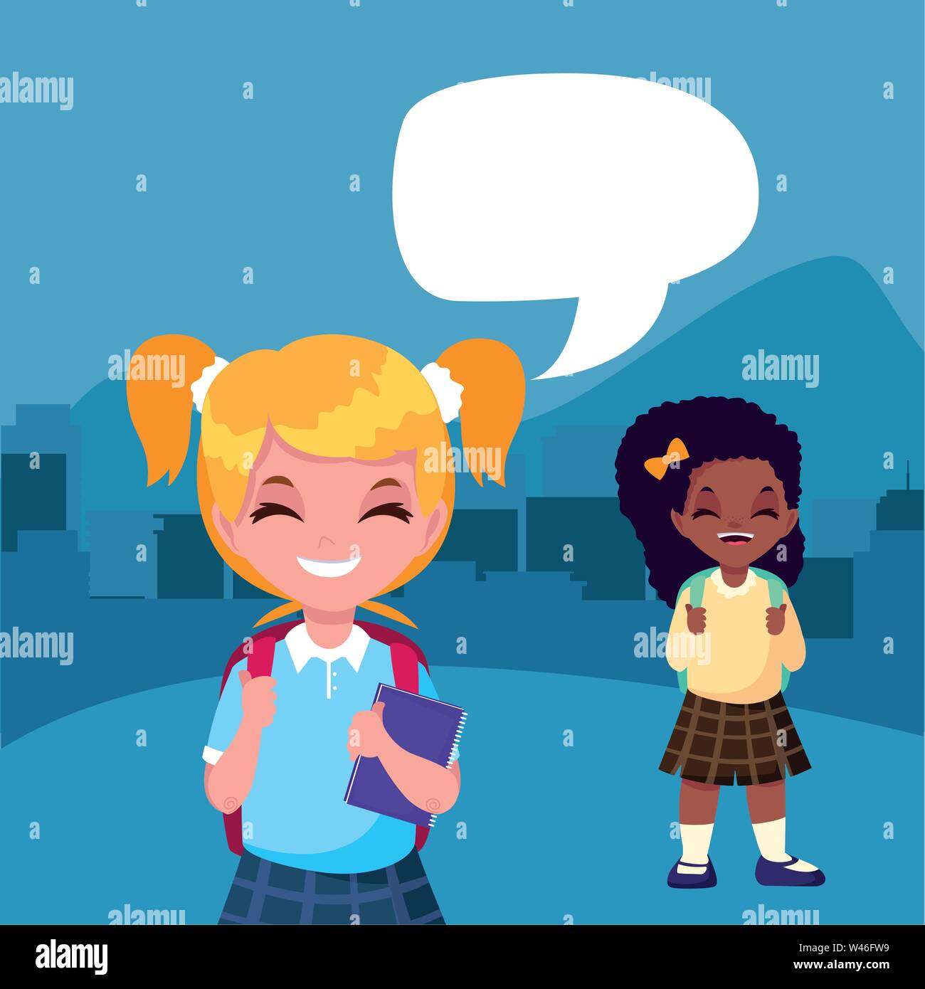student girls with bag talking back to school vector illustration Stock ...