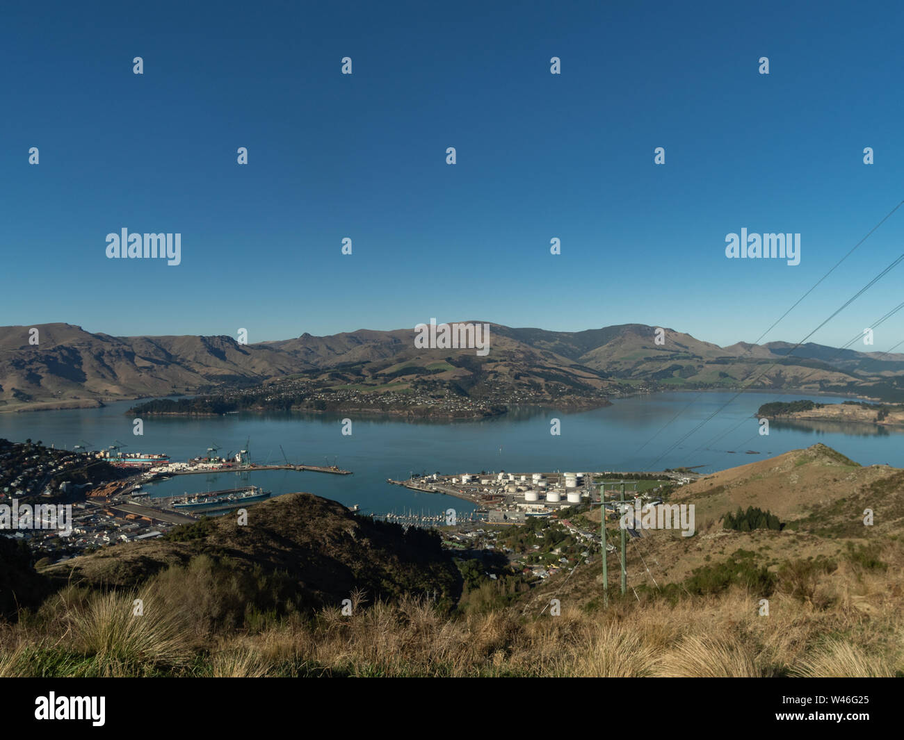 Sunny day at the top of Christchurch Port Hills, the bridle path up the ...
