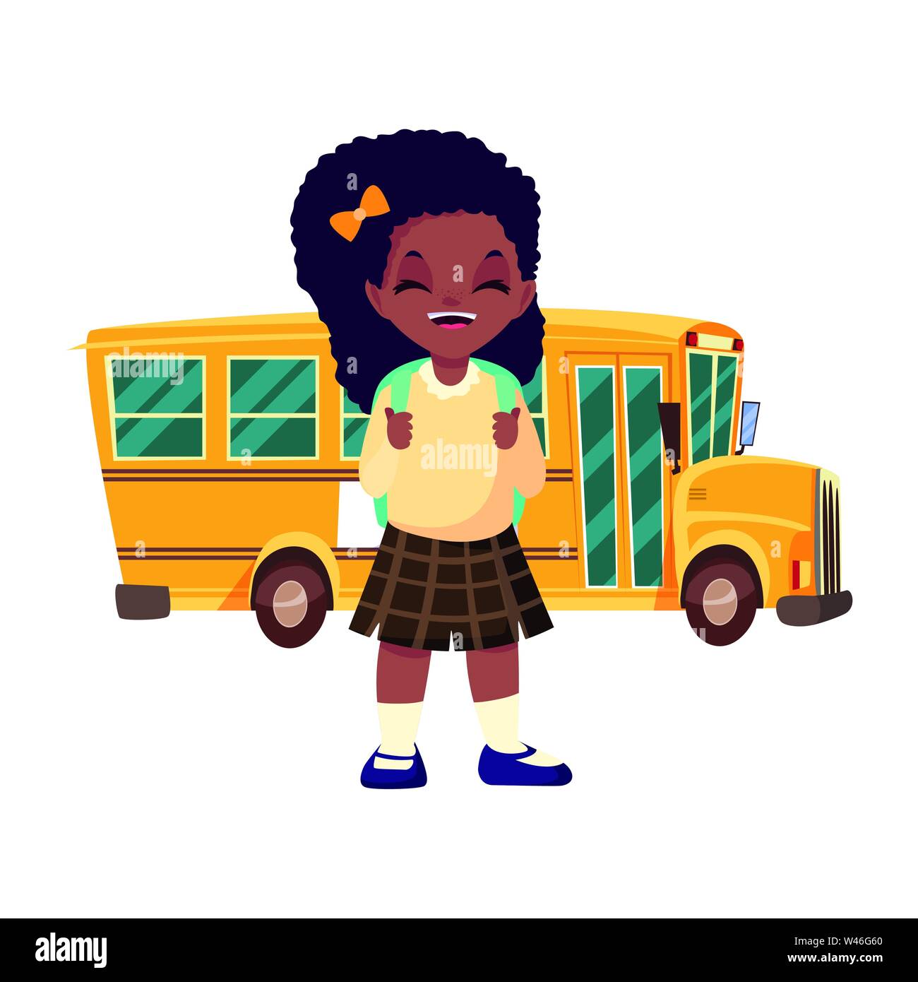 student girl with bus back to school vector illustration Stock Vector ...