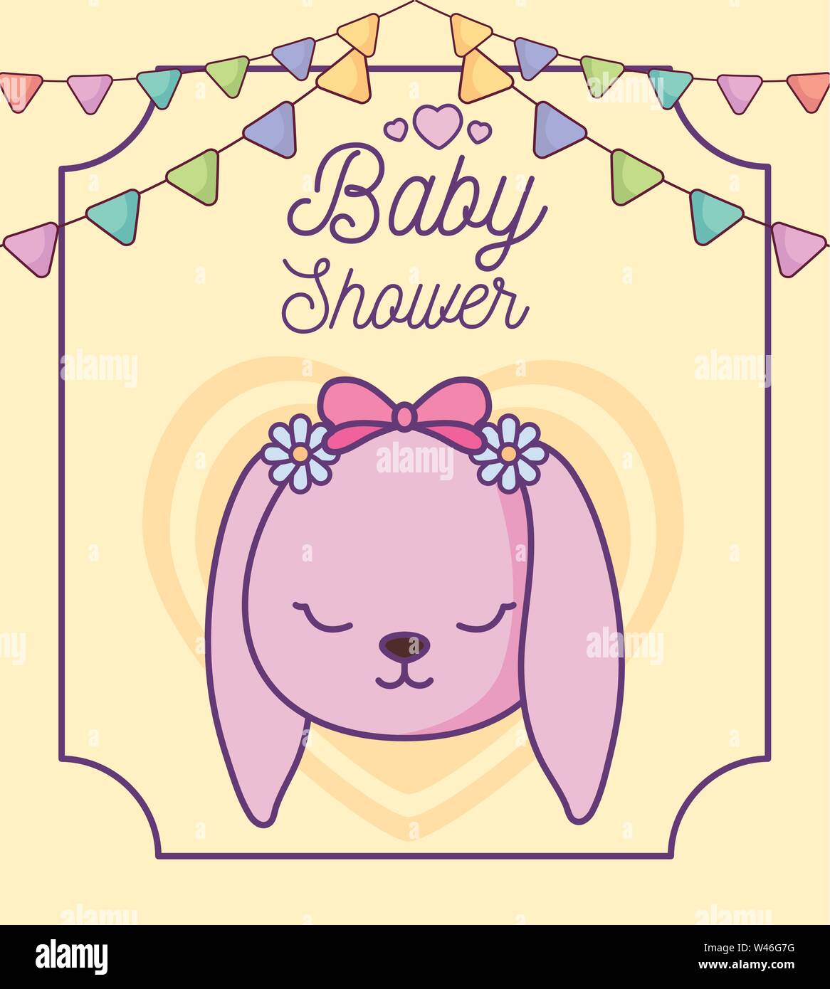baby shower card with head of cute rabbit vector illustration design ...