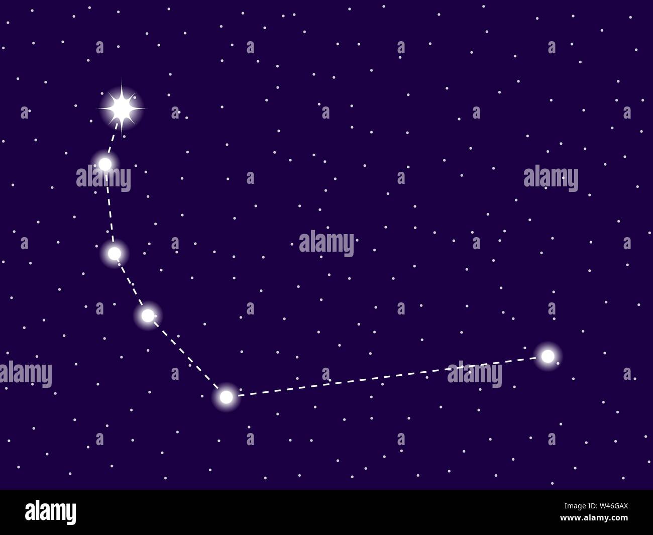 Corona Australis constellation. Starry night sky. Zodiac sign. Cluster ...