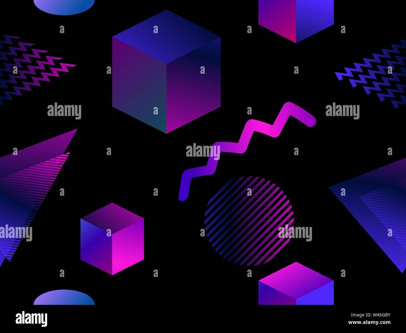 Memphis seamless pattern. Geometric shapes in the style of 80s ...