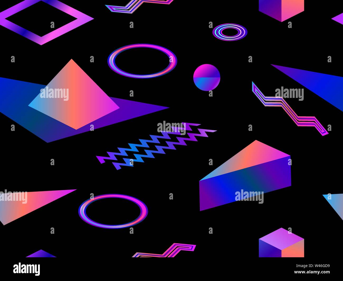 Memphis seamless pattern. Geometric shapes in the style of 80s ...