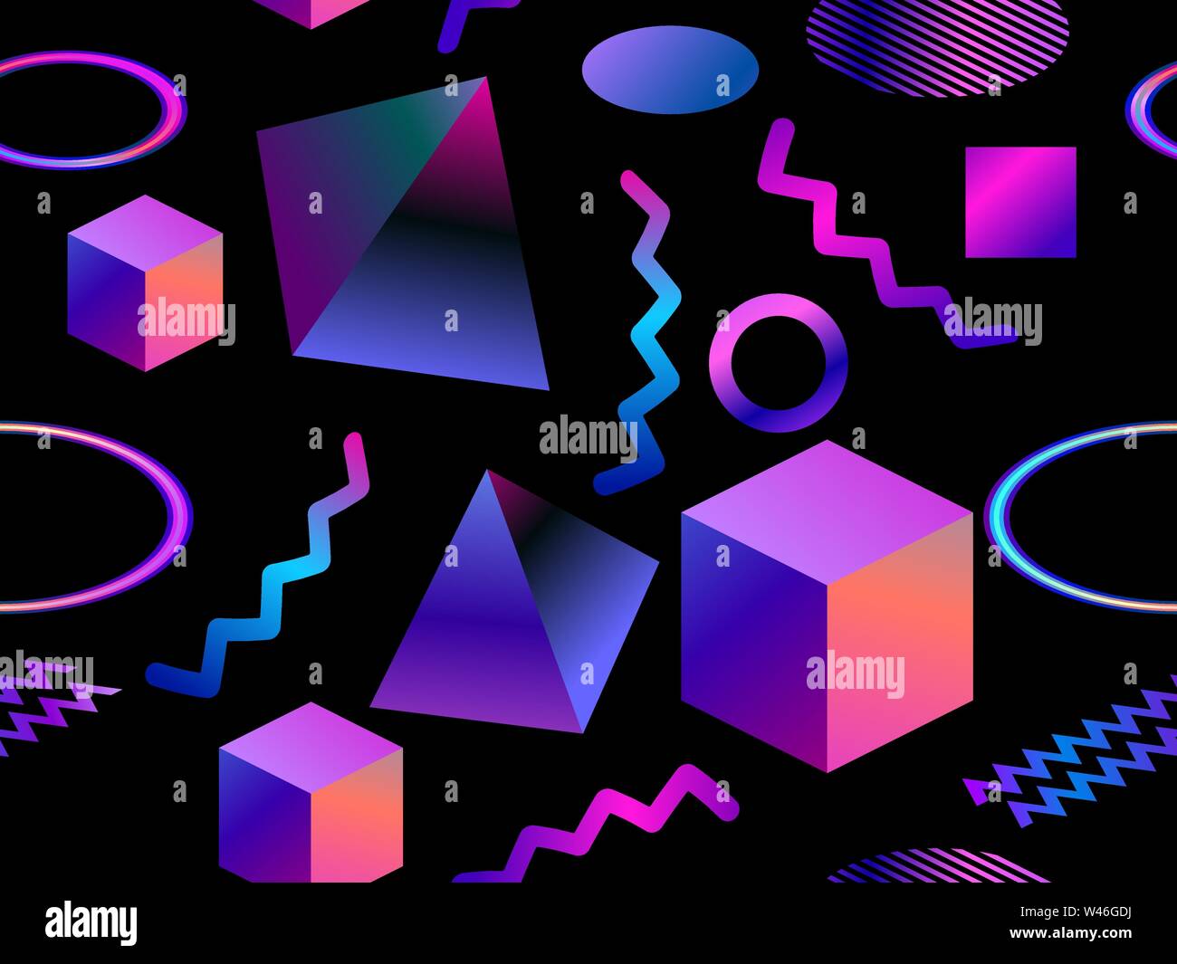 Memphis seamless pattern. Geometric shapes in the style of 80s ...