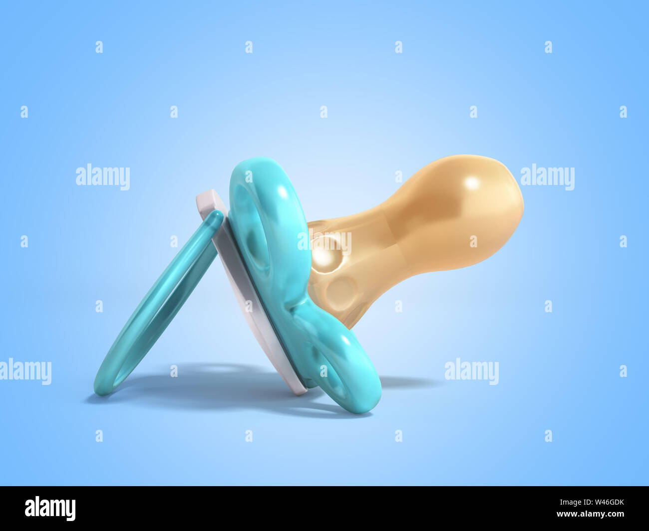 baby dummy 3D render illustration on blue background Stock Photo - Alamy
