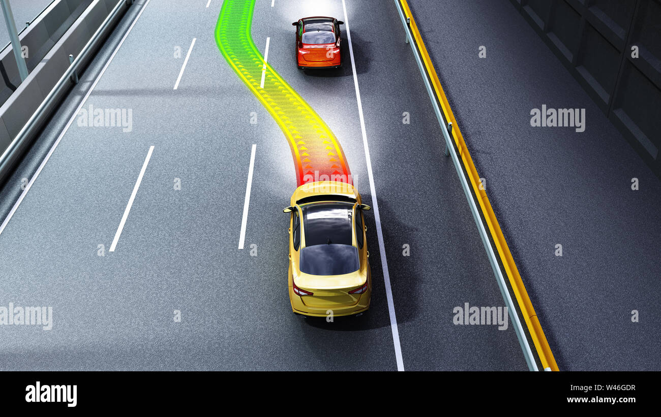 modern concept of a safe car Collision monitoring system 3d render ...