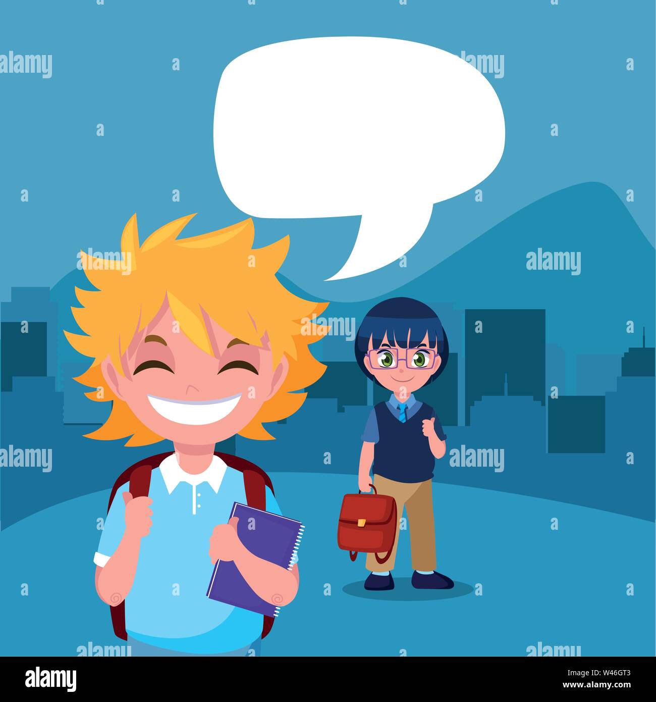 students boy with bag talking back to school vector illustration Stock ...