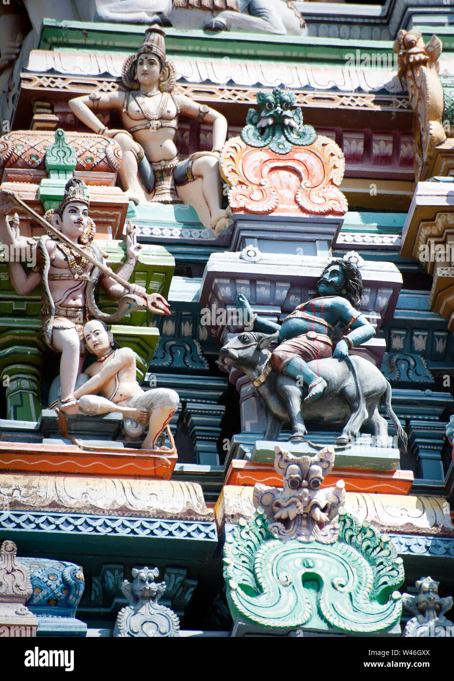 Great Indian architecture and religious art. Gods pantheon at Temple ...