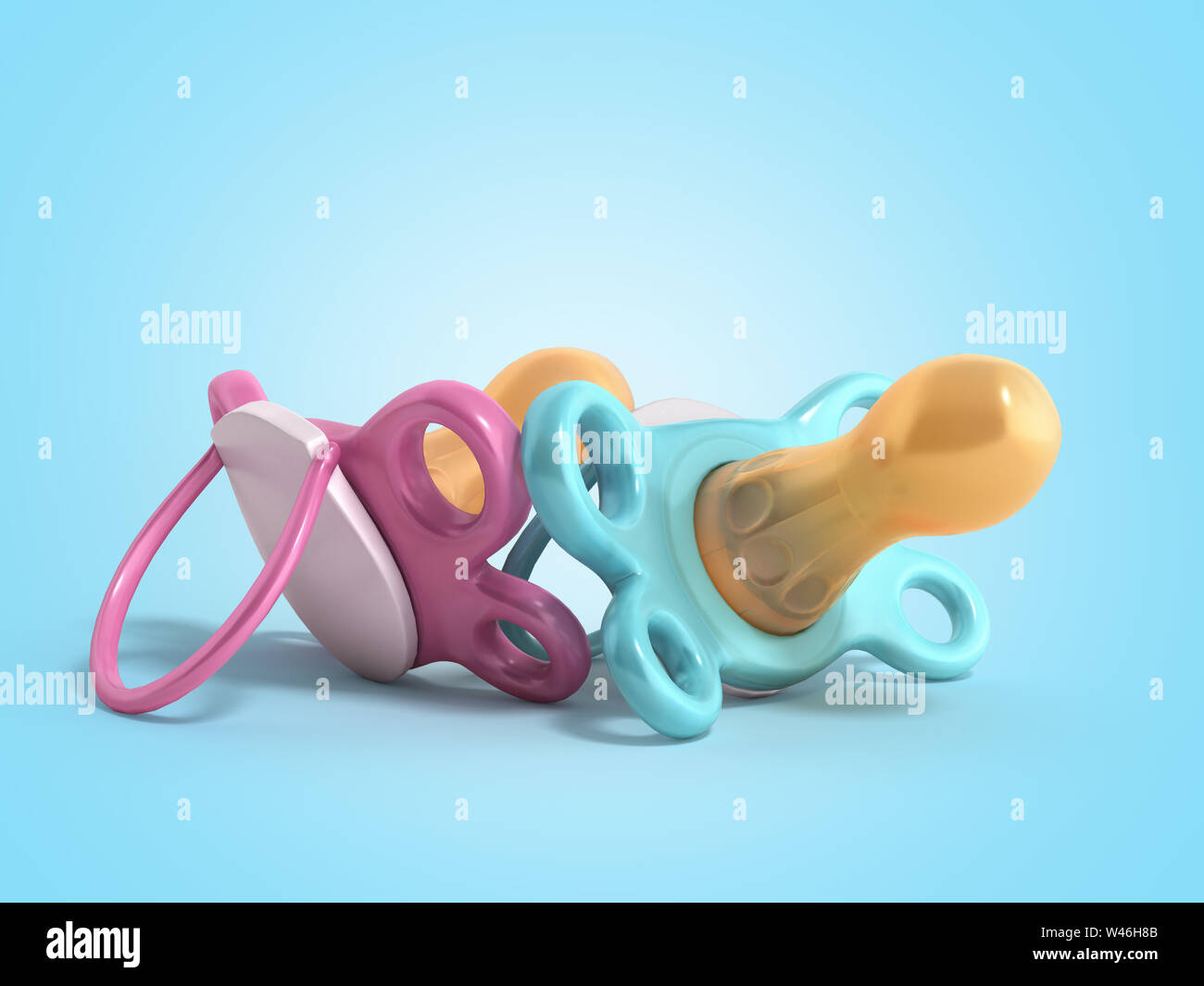 baby dummy 3D render illustration ion blue background Stock Photo - Alamy