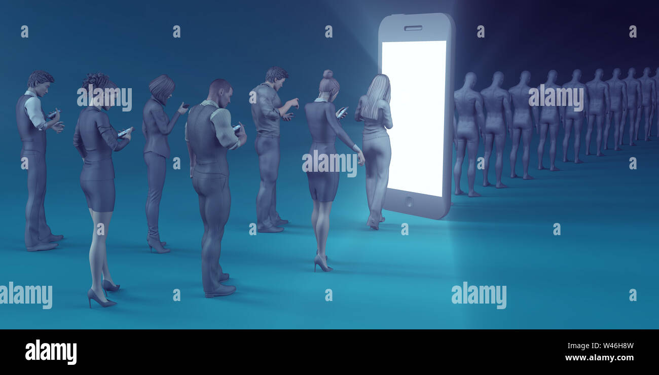 Cell Phone Addiction and Mental Health Risks Stock Photo - Alamy