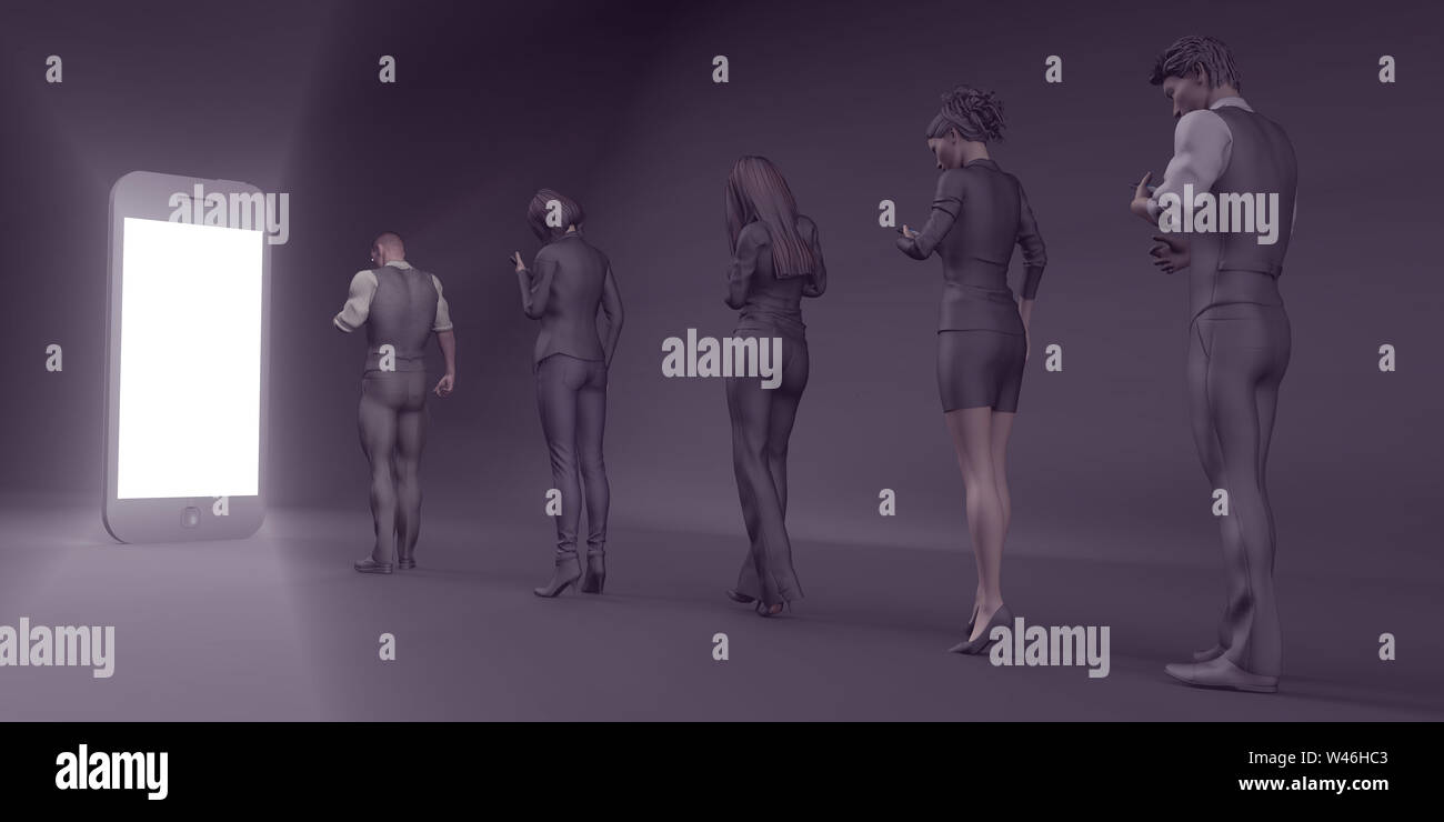 Technological Zombies with People Immersed in their Mobile Phones Stock ...