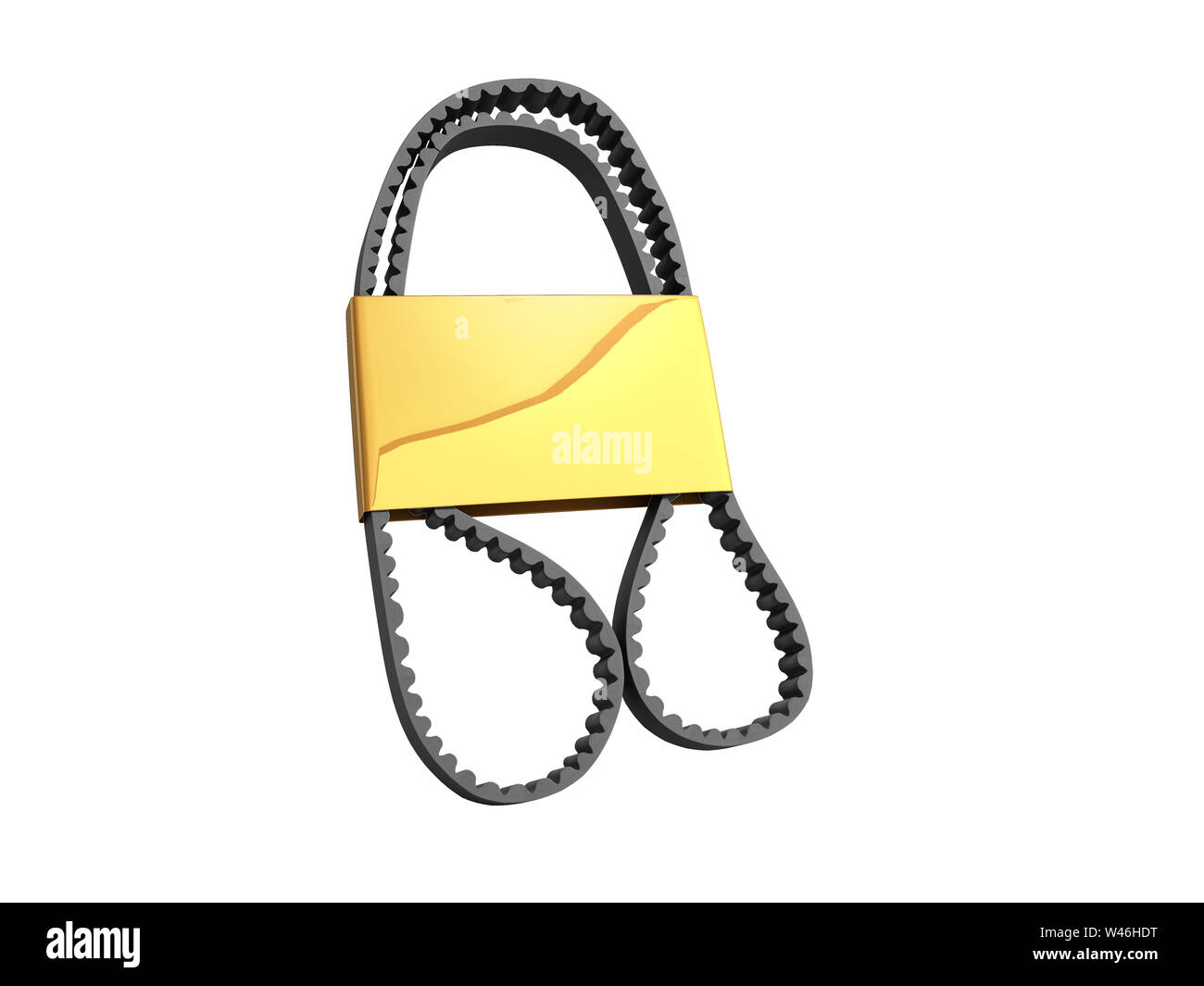 repair worck concept belt car engine timing belt 3d render on white no ...