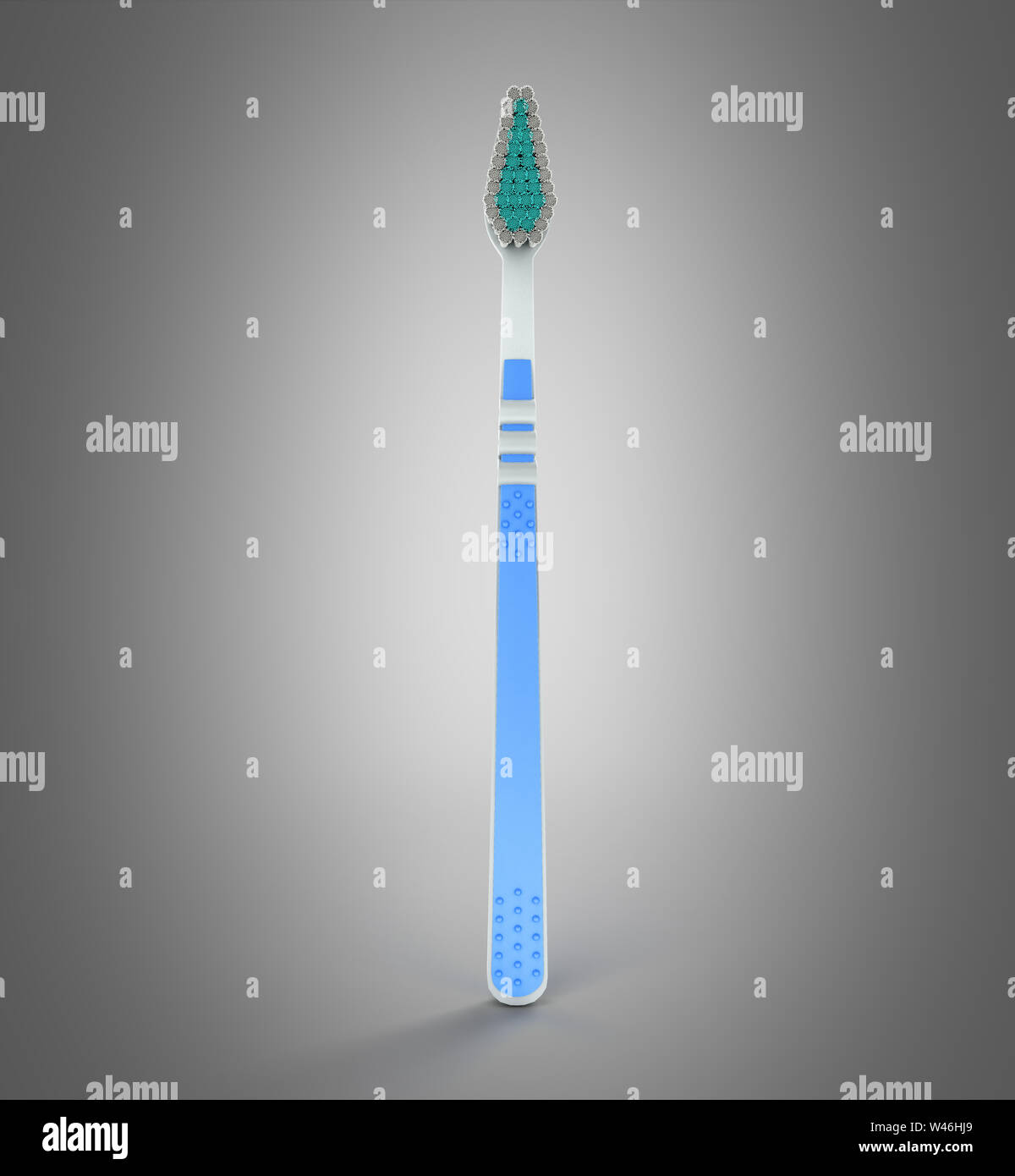 blue toothbrush close up 3d render on a grey background Stock Photo - Alamy