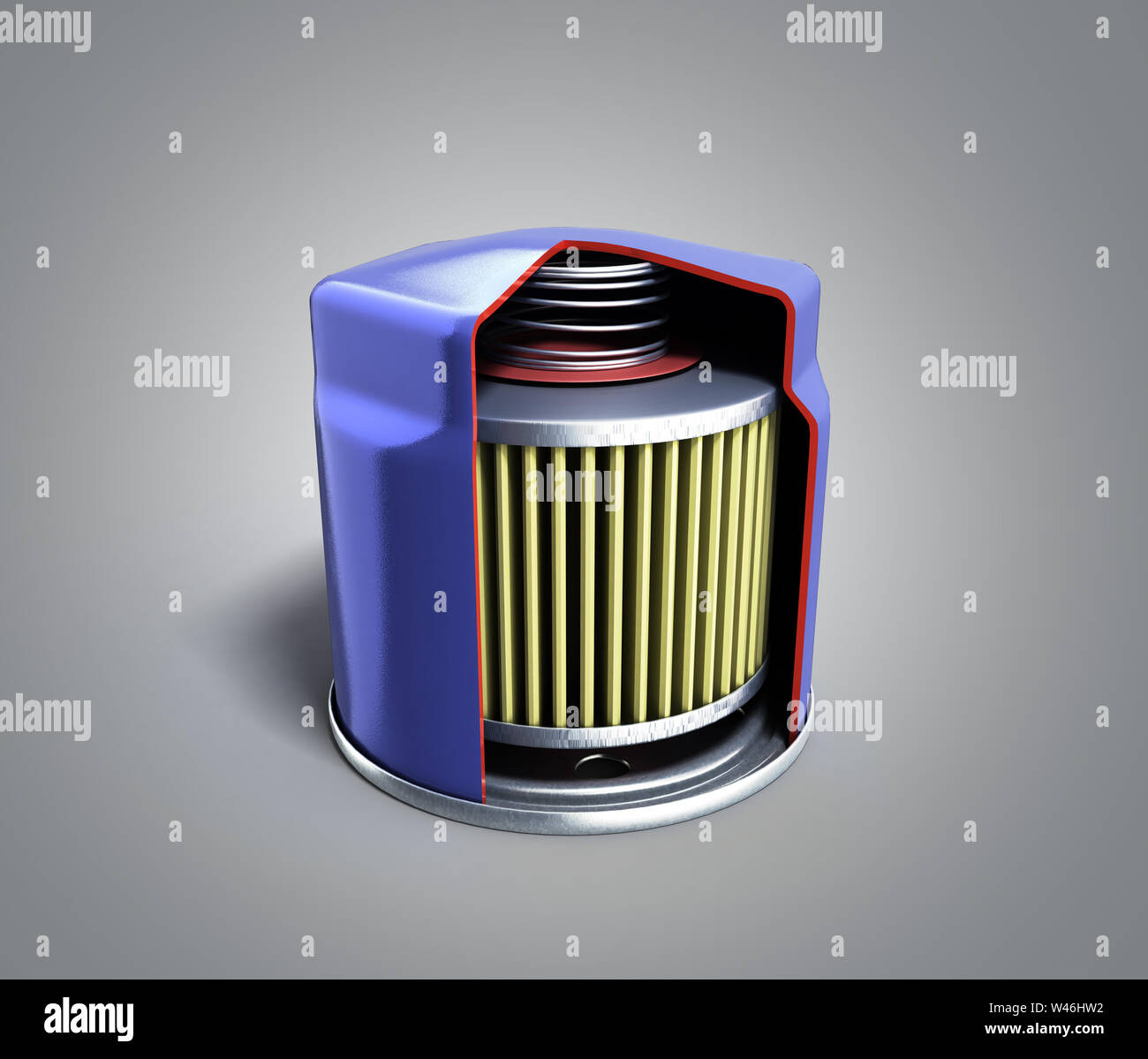 internal structure of automobile oil filter 3d render on grey Stock ...
