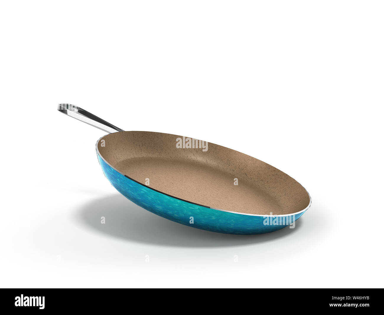 frying pan with stone sprayed 3d render on white background Stock Photo ...