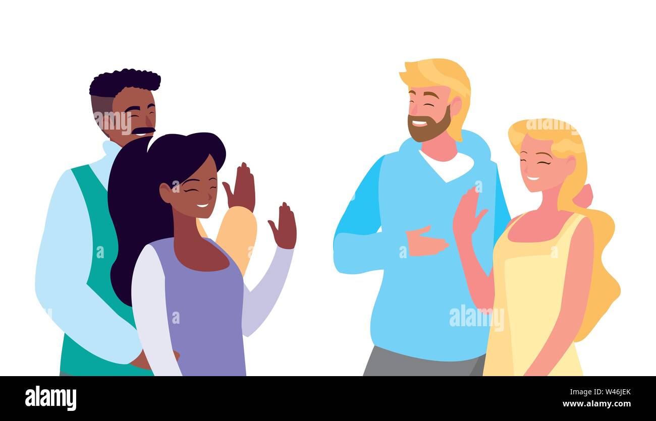 couples together talking characters design on white background vector ...