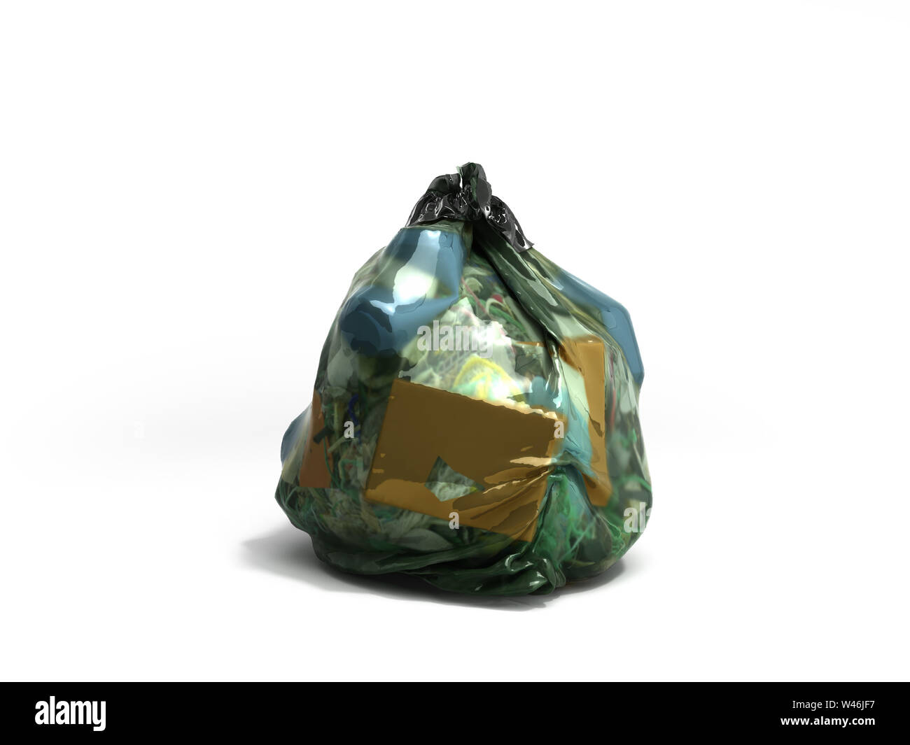 close up of a garbage bag 3d render on white background with clipping ...