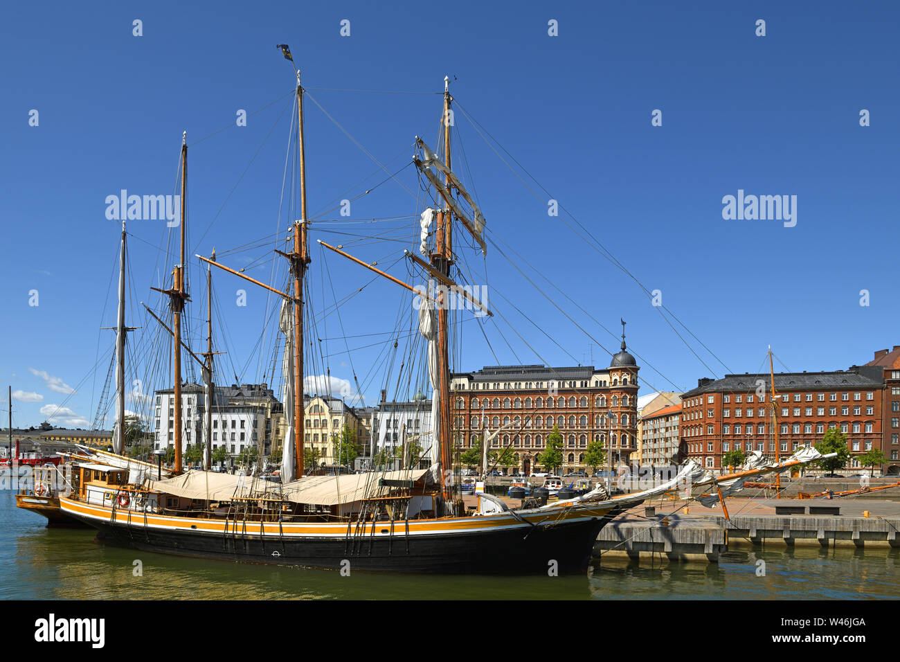 Old Sailing Vessel near sailing pier in Helsinki, Finland Stock Photo ...