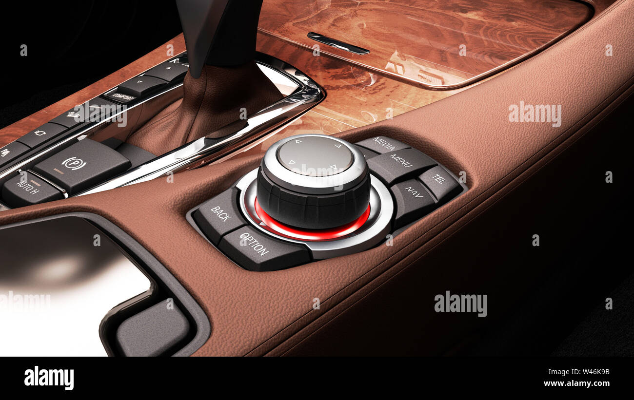 car menu control panel interior close up 3d render Stock Photo - Alamy