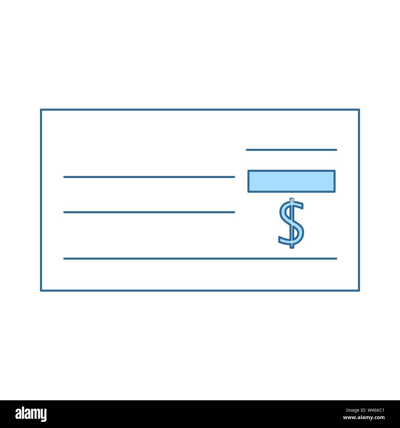 Bank Check Icon. Thin Line With Blue Fill Design. Vector Illustration ...