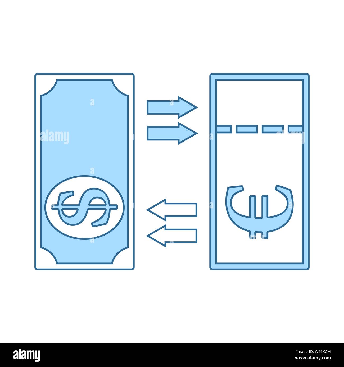 Currency Exchange Icon. Thin Line With Blue Fill Design. Vector ...