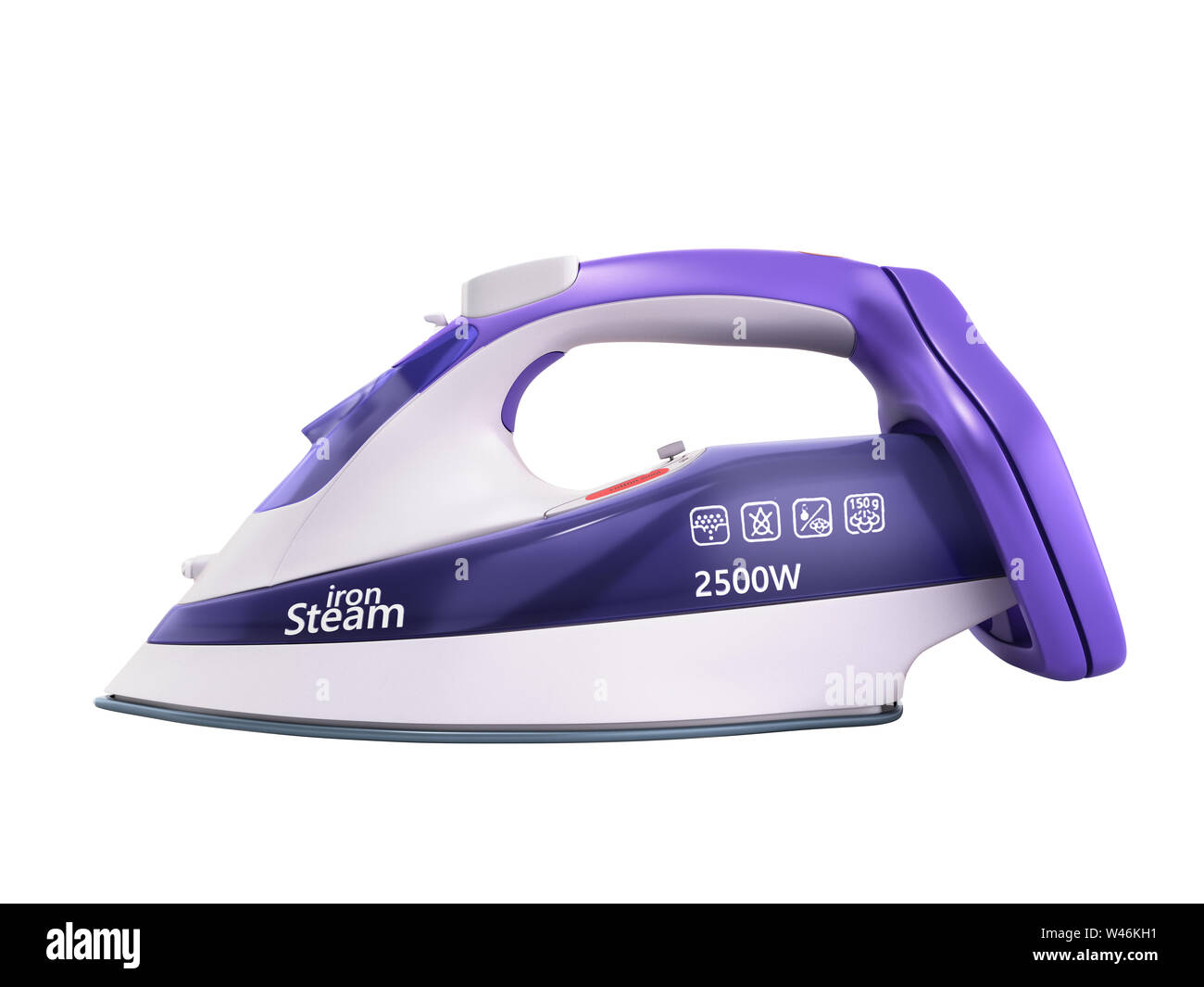 modern steam iron 3d render on white background no shadow Stock Photo ...