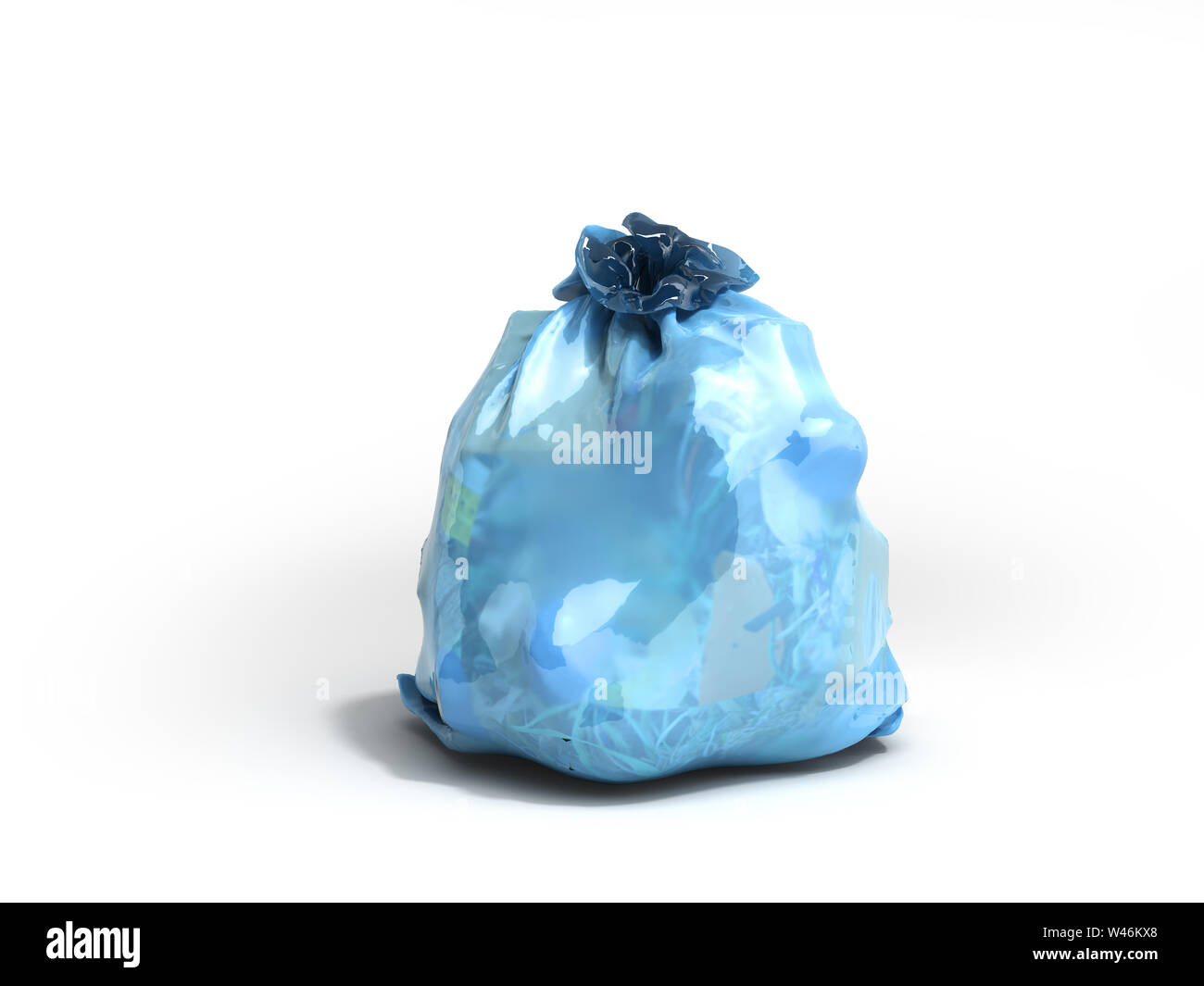 close up of blue garbage bag 3d render on white background Stock Photo ...