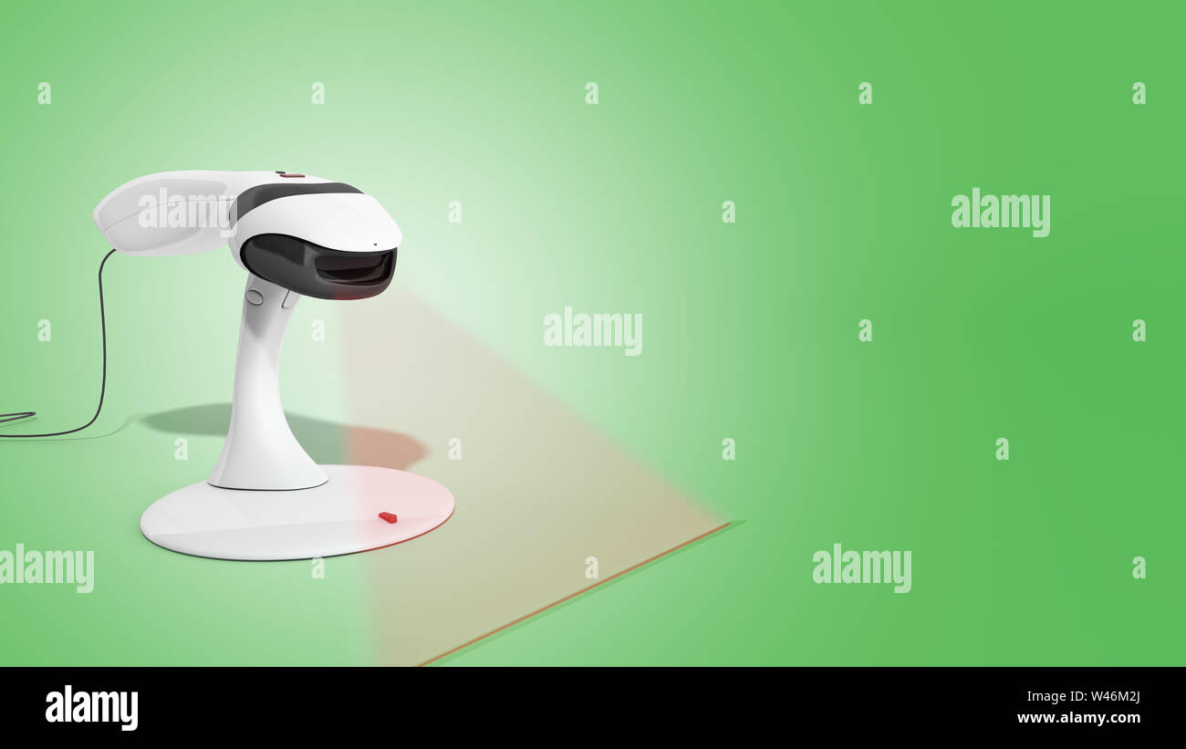 Barcode Scanner 3d render on green background Stock Photo - Alamy