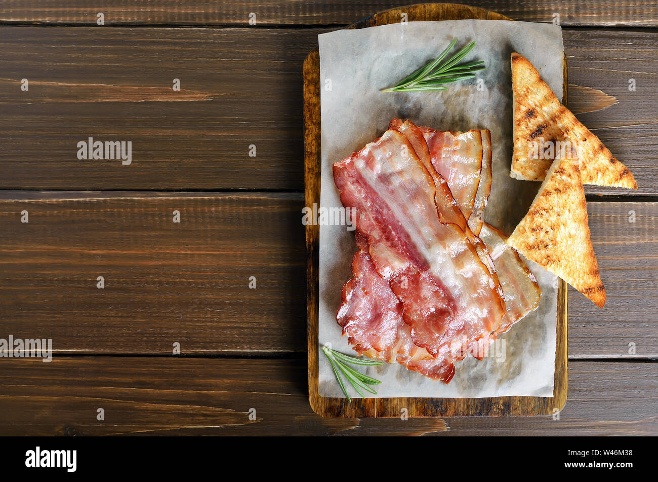 Flat lay fried bacon hi-res stock photography and images - Alamy