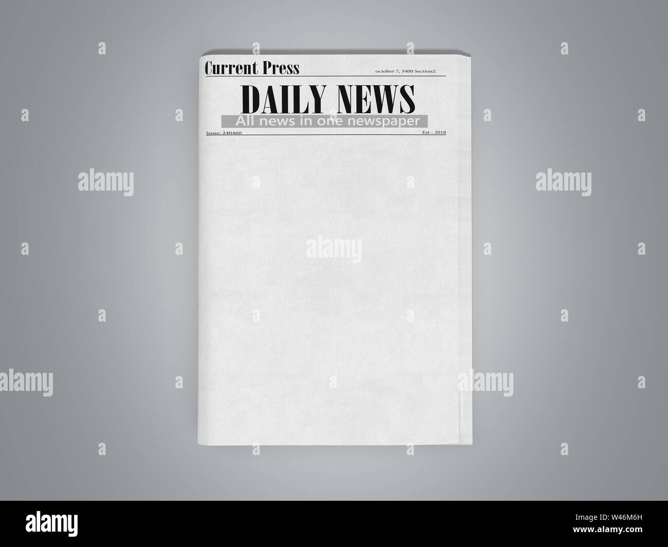 newspaper in stack 3d render on grey Stock Photo - Alamy