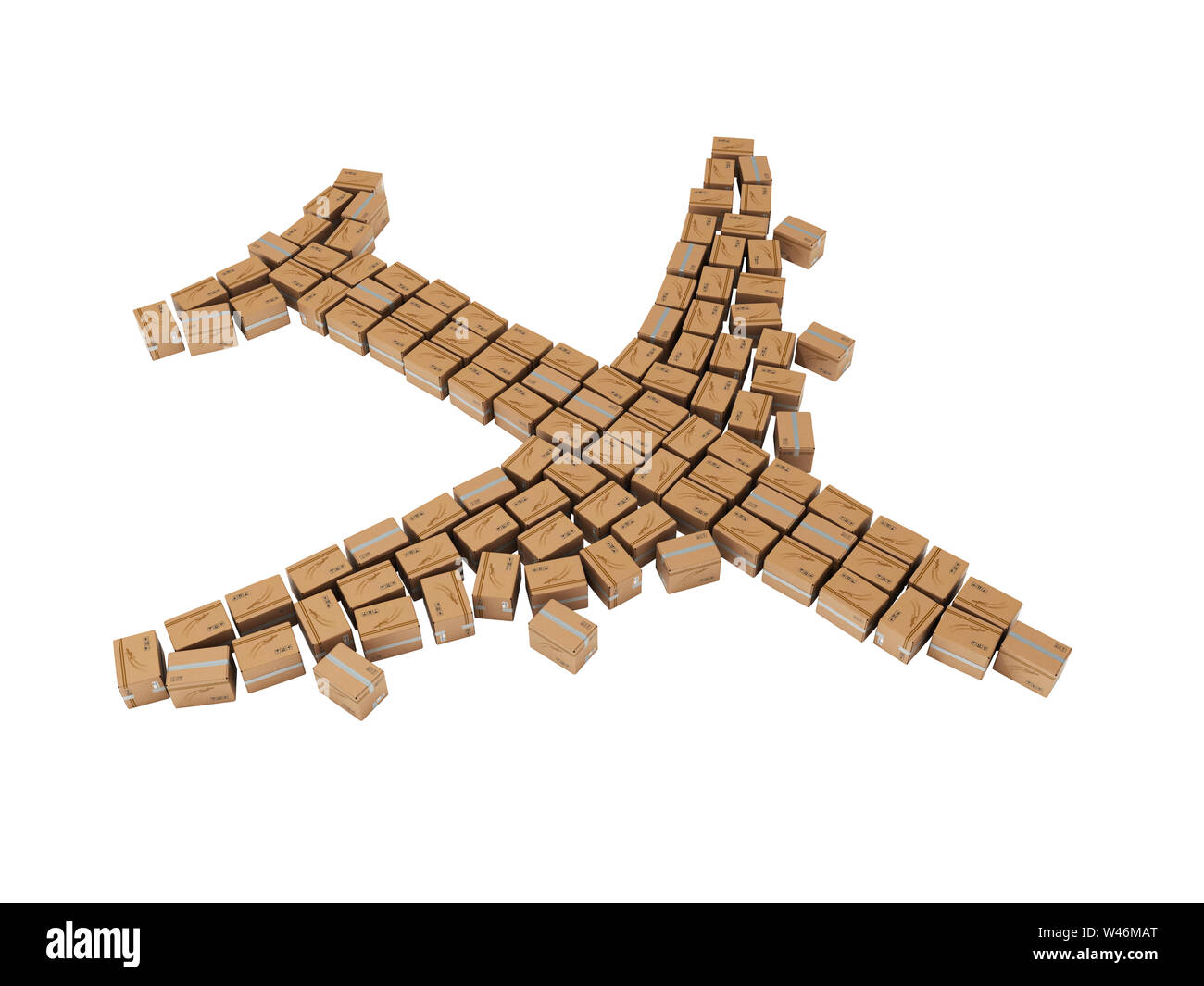 modern delivery concept airplane shaped boxes 3d render on white no ...