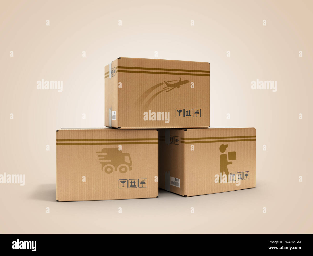 modern concept of all types of delivery boxes with images of the ...