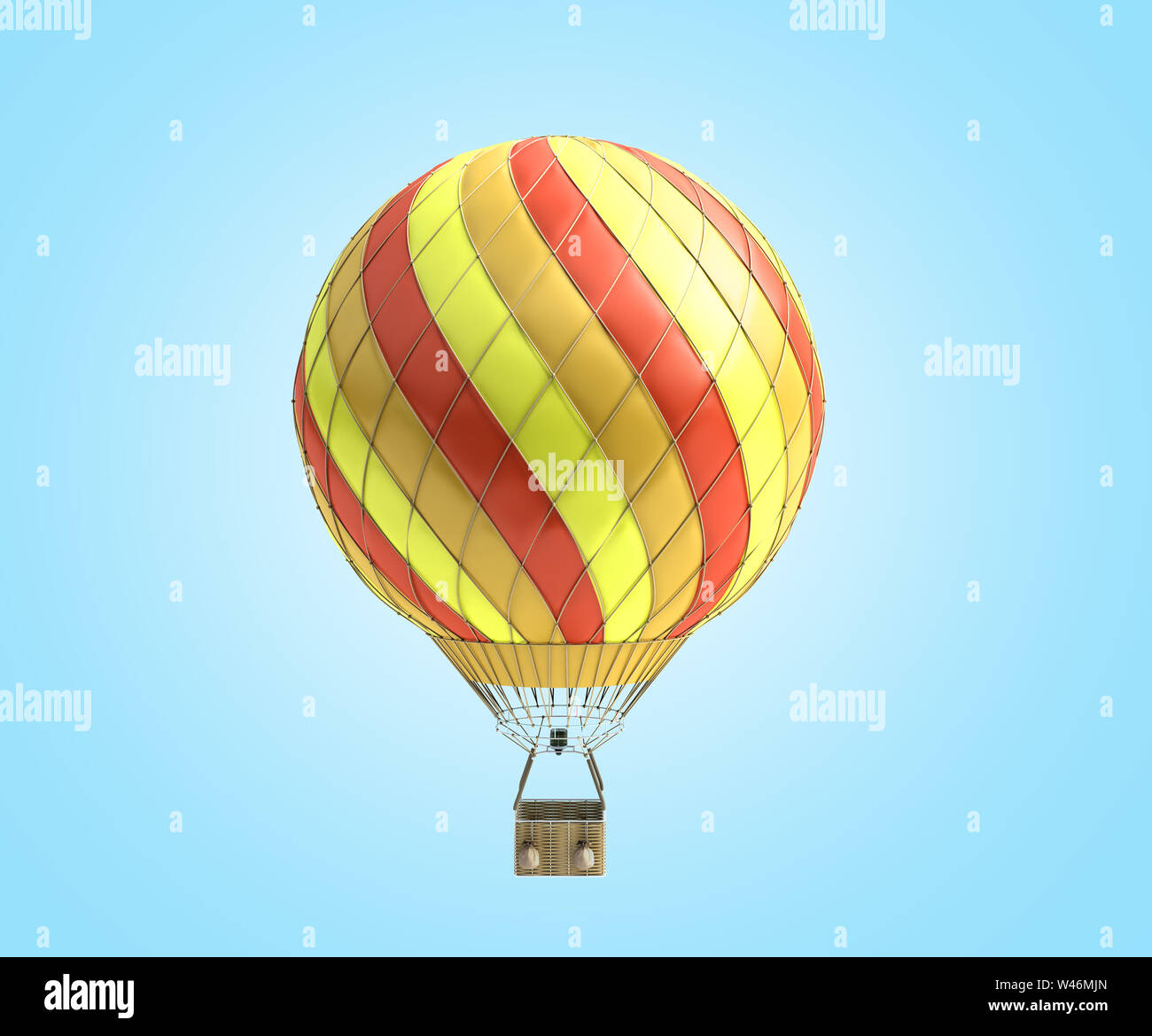 Hot Air color balloon 3d render on blue background Stock Photo - Alamy