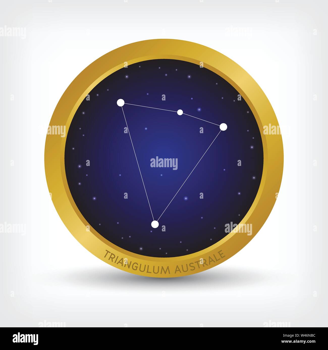 Triangulum constellation in golden circle, group of star in galaxy ...