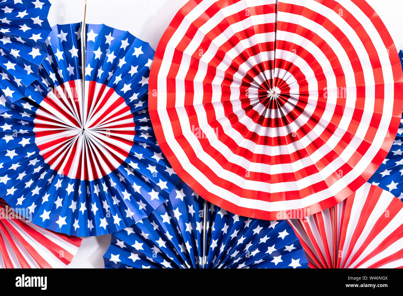 Red, white, and blue paper fans for July 4th celebration Stock Photo ...