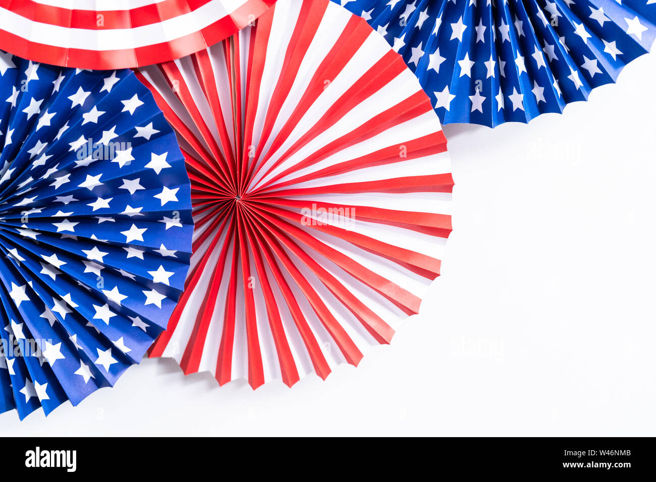 Red, white, and blue paper fans for July 4th celebration Stock Photo ...
