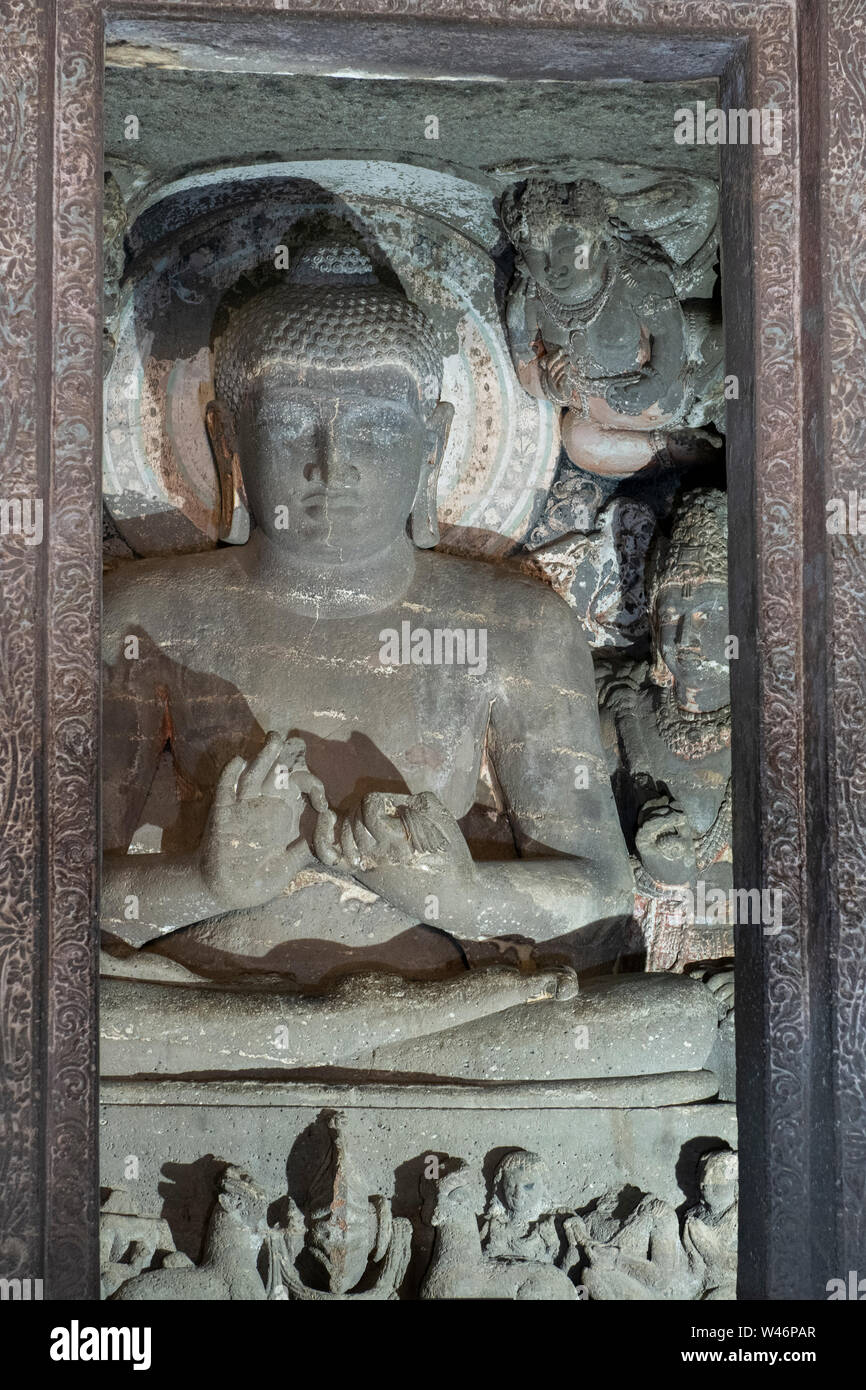 India, Maharashtra, Ajanta, Ajanta Caves. Caves excavated from 200 B.C ...